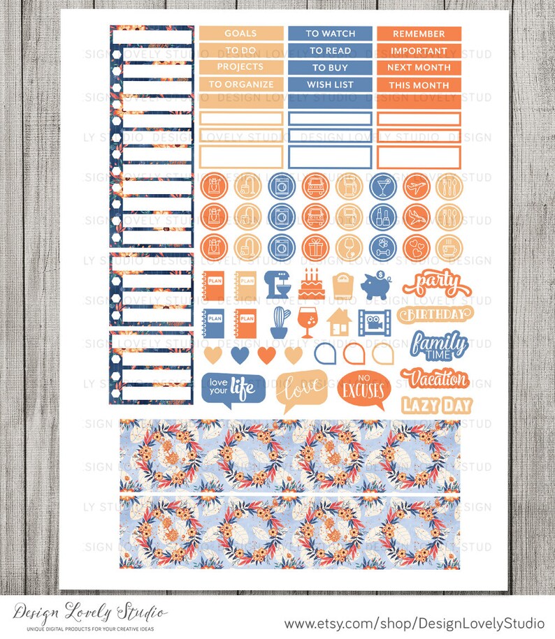PRINTABLE Monthly Planner Stickers Kit Floral Planner | Etsy