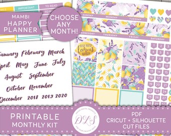 Printable CACTUS Monthly Planner Stickers Classic Happy | Etsy