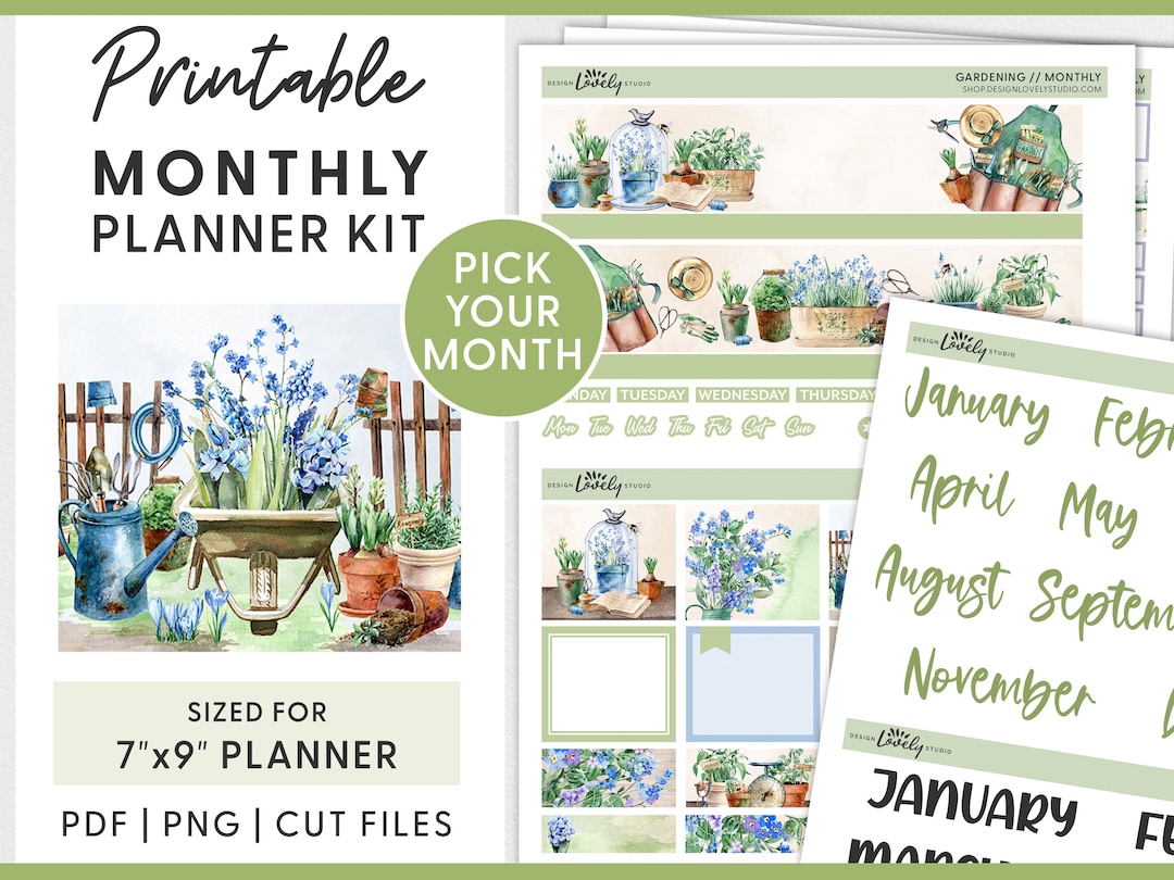 Monthly Planner Stickers, Spring Planner Stickers, Printable Planner ...