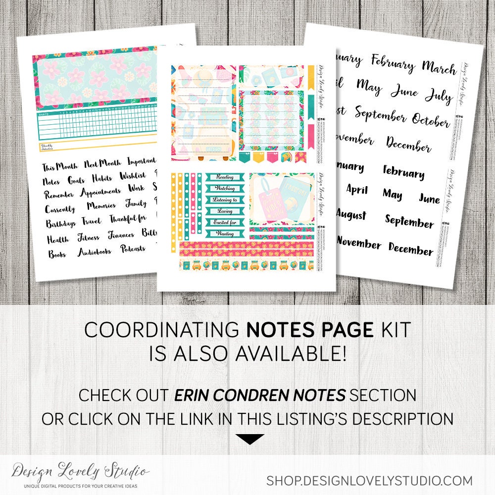 August Monthly Kit Printable August Monthly Stickers Erin | Etsy