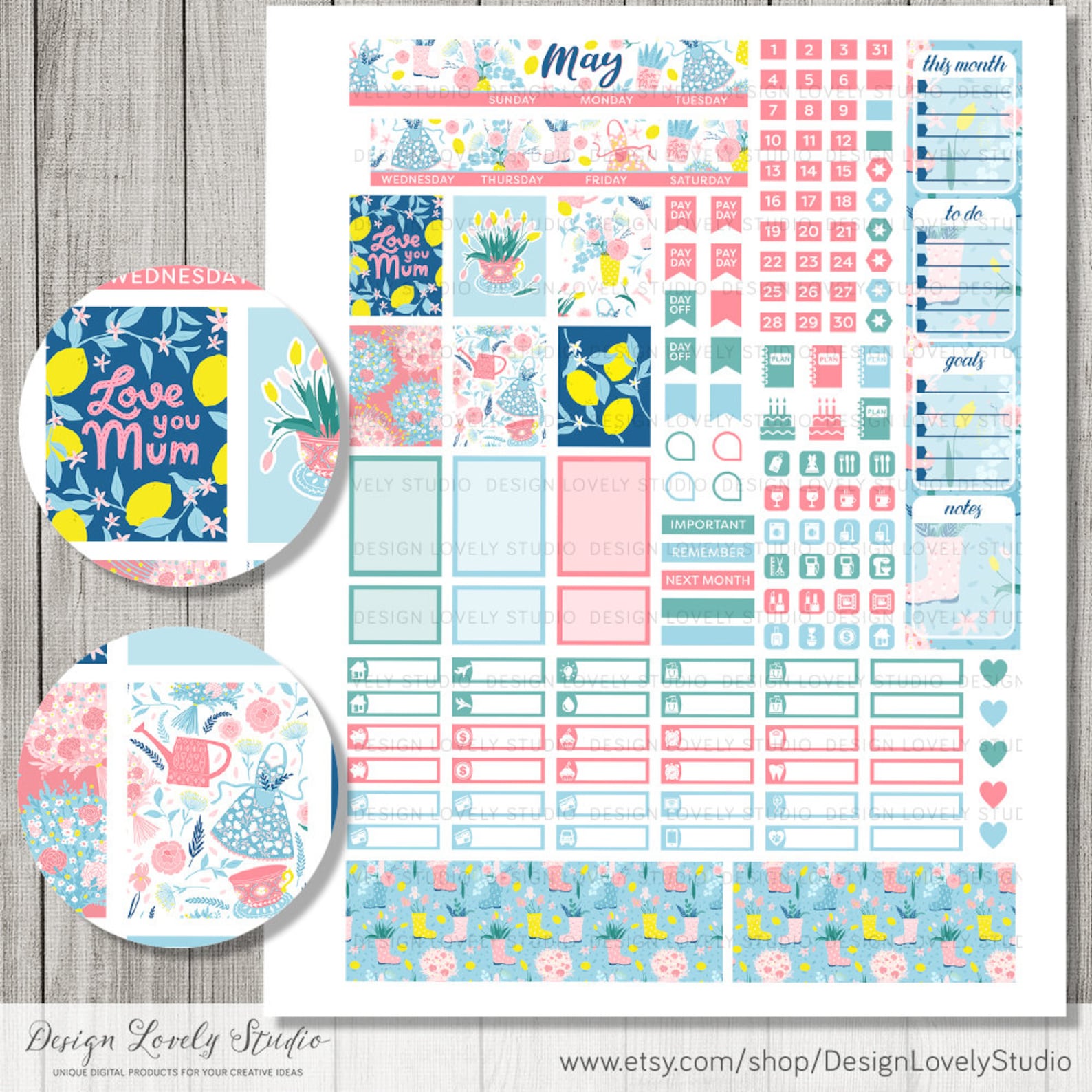 Printable May Monthly Kit Mini Happy Planner MAY Stickers | Etsy