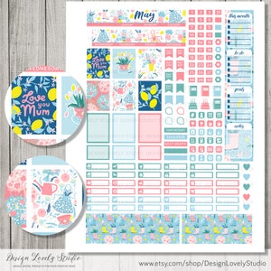 Printable May Monthly Kit, Mini Happy Planner MAY Stickers Kit, Spring ...