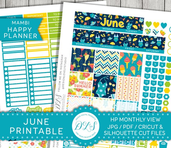 June Monthly Stickers Kit June Monthly View Stickers Monthly - Etsy