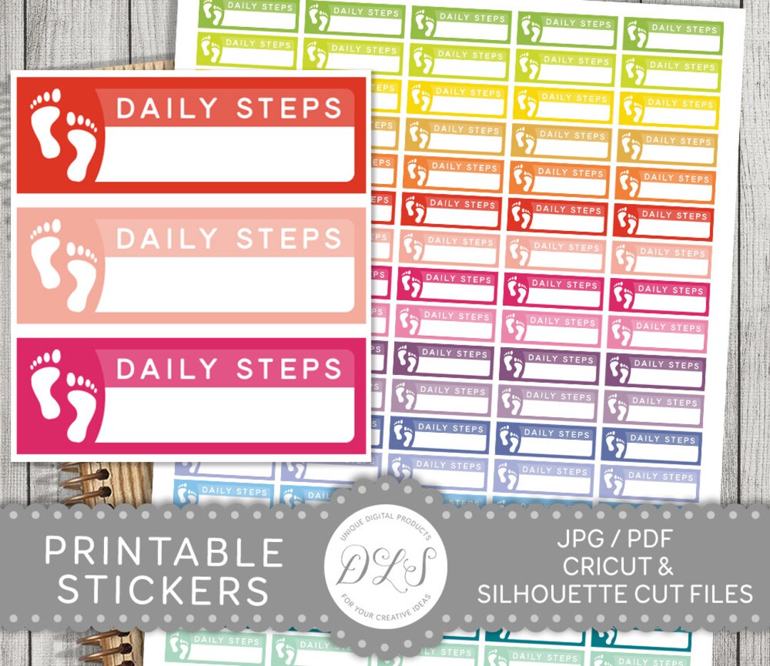 Daily Steps Stickers, Daily Steps Tracking Stickers, Daily Steps ...