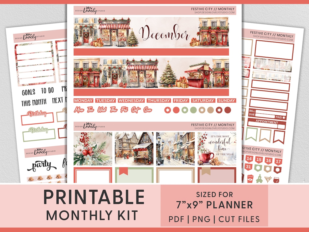 Printable December Monthly Kit, Christmas Planner Stickers, December ...