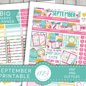 BACK TO SCHOOL Planner Stickers, Printable September Monthly Kit, Big ...