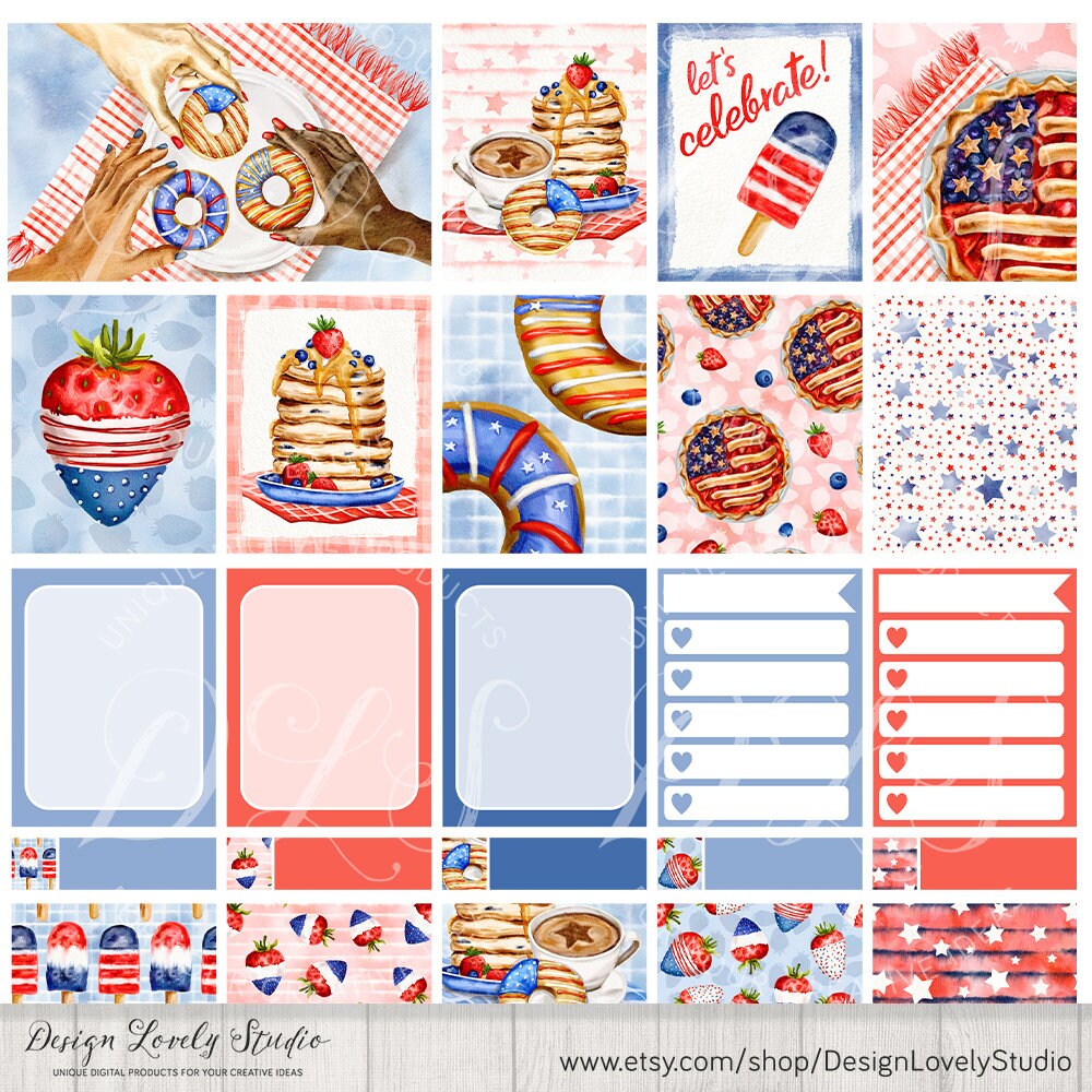 Printable 4TH OF JULY Weekly Sticker Kit July Weekly Planner - Etsy