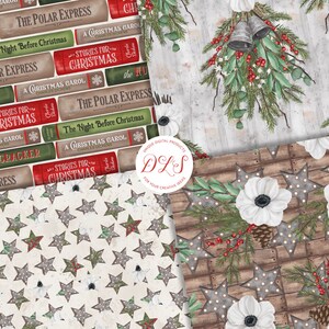 Christmas Digital Paper, Christmas Digital Backdrop, Rustic Christmas ...