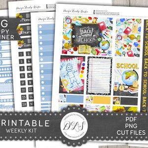 Printable BACK TO SCHOOL Planner Stickers, Big Happy Planner Weekly ...