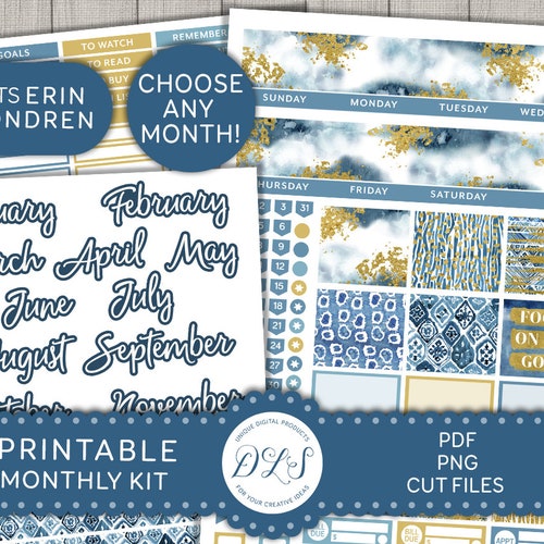 PRINTABLE Monthly Planner Stickers Kit Floral Planner - Etsy