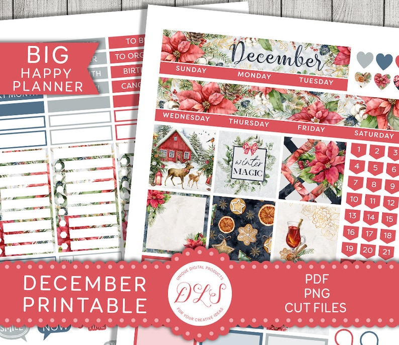 Printable DECEMBER Planner Stickers Big Happy Planner - Etsy