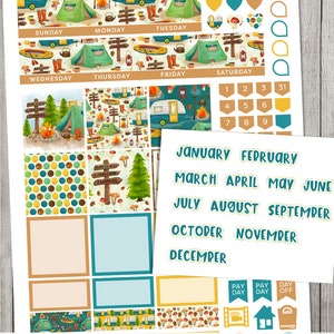 Printable Camping Planner Stickers, Printable HAPPY PLANNER Monthly Kit ...