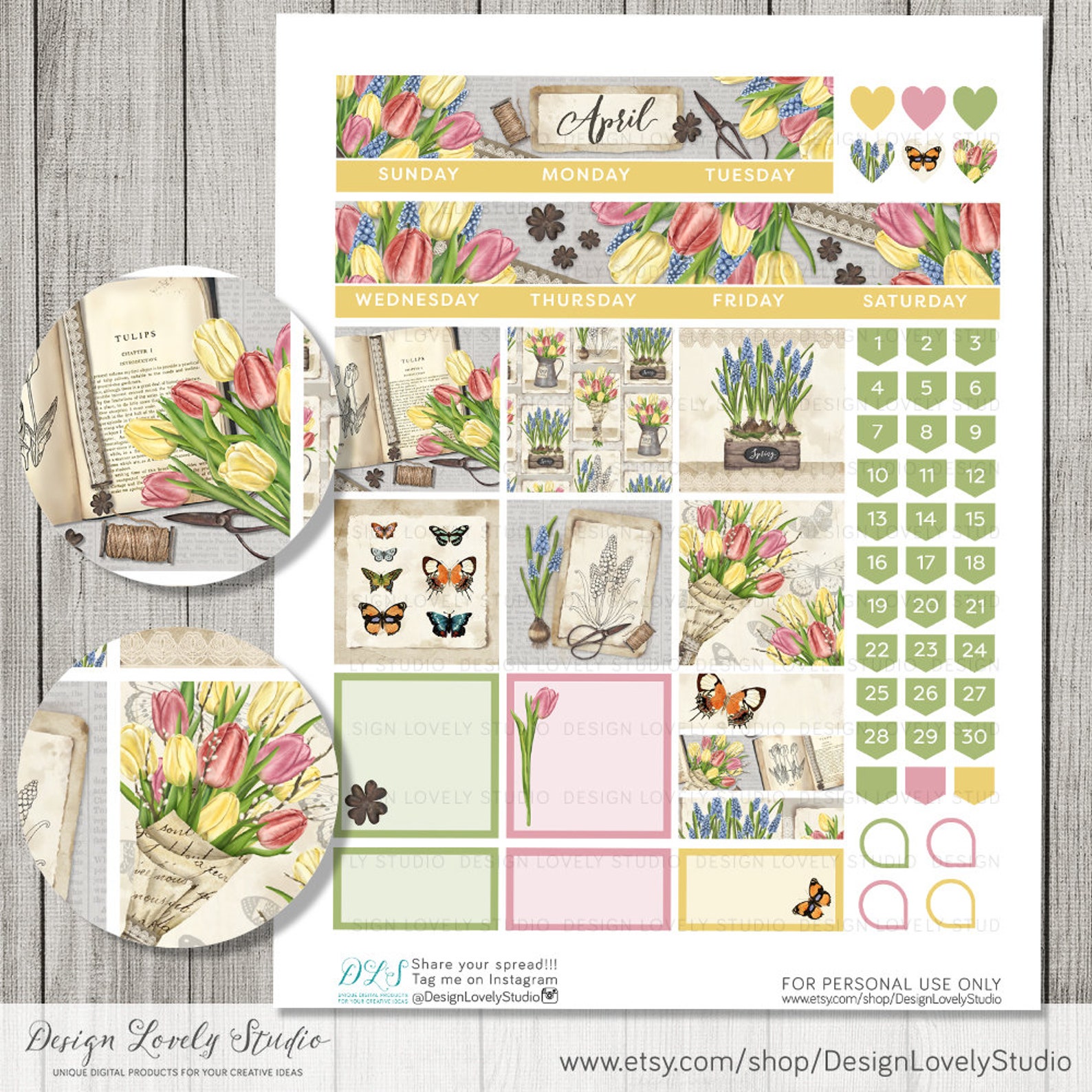Big Happy Planner April Stickers Kit April Monthly Printable - Etsy