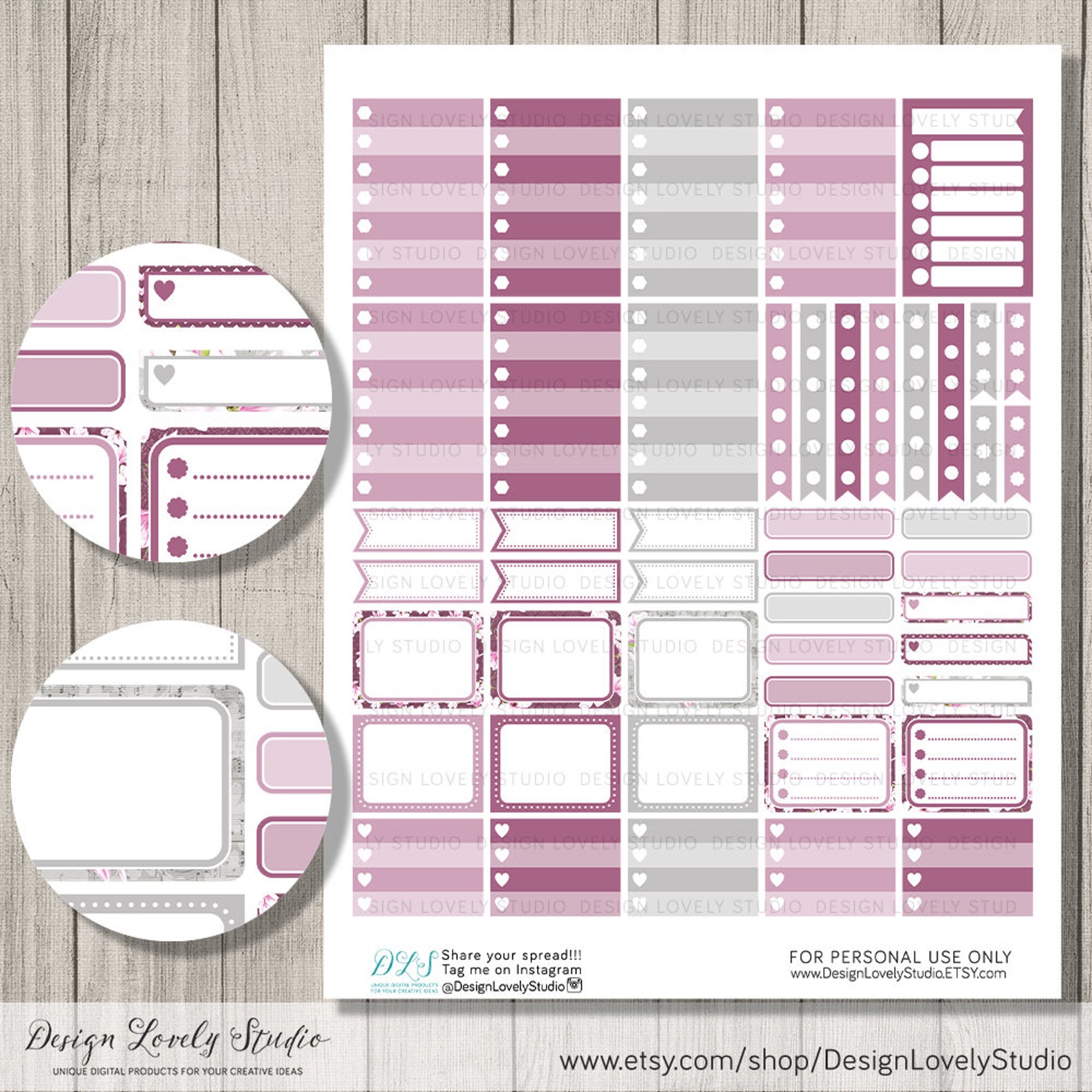 Happy Planner PRINTABLE Weekly Kit, Purple Floral Planner Stickers ...