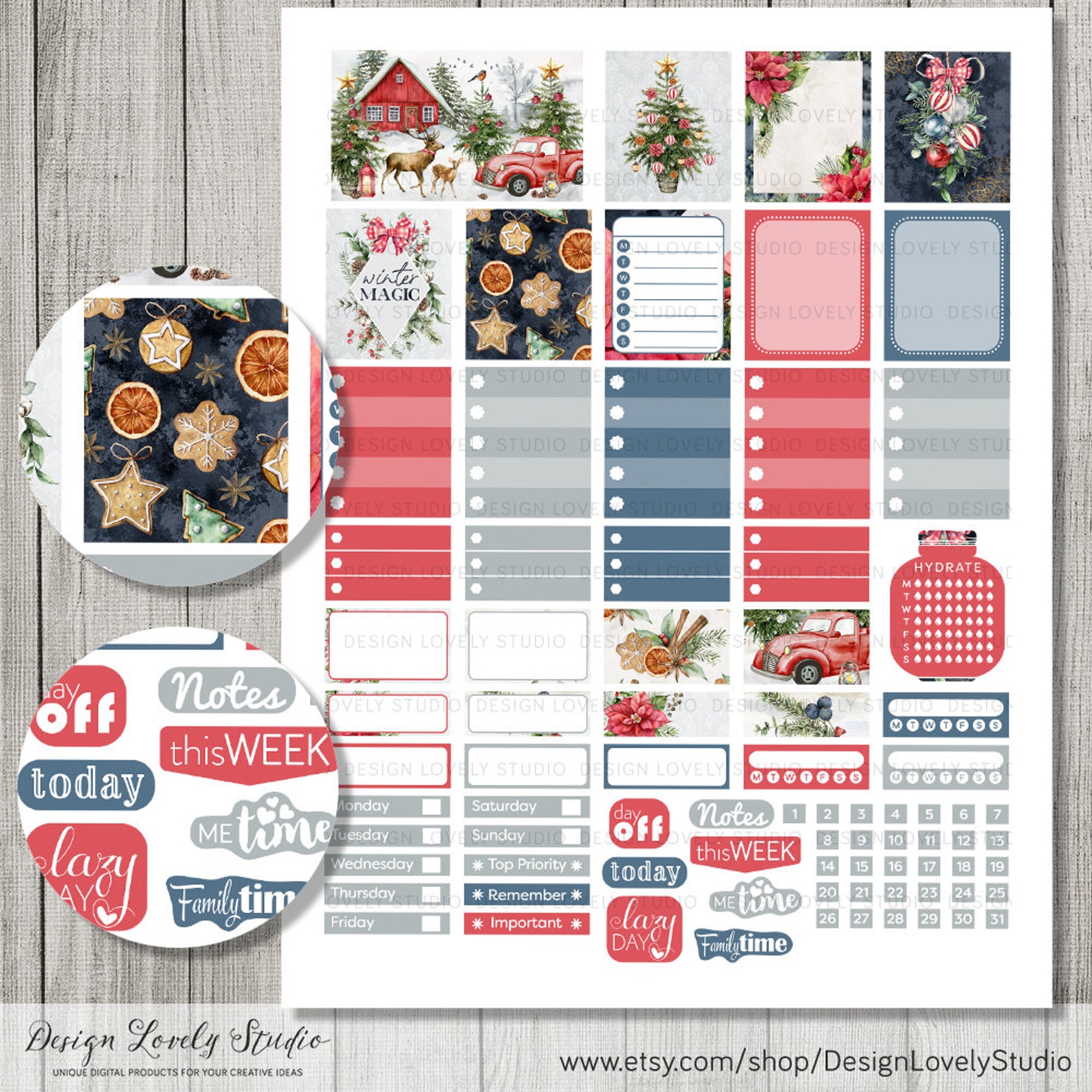 Printable CHRISTMAS Planner Stickers Holiday Planner - Etsy