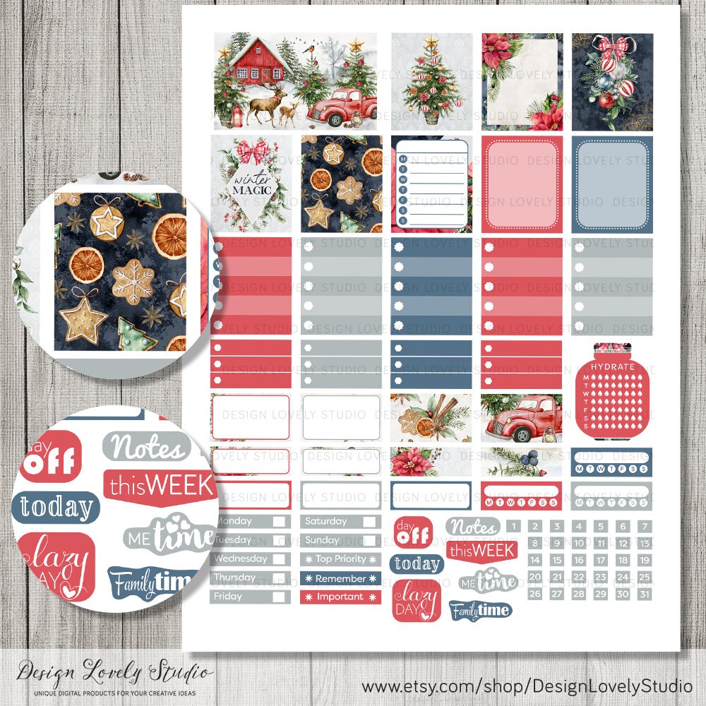 Printable CHRISTMAS Planner Stickers Holiday Planner | Etsy
