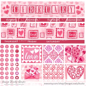 February Monthly Kit, February Planner Stickers, Printable Planner ...