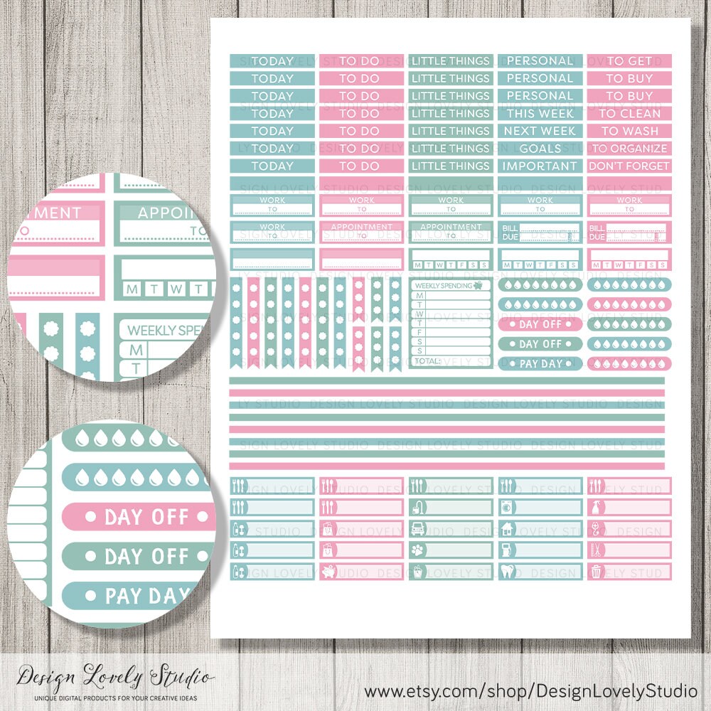 Printable Weekly Planner Kit Floral Planner Stickers Kit - Etsy