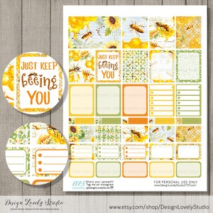 HONEY BEE Printable Planner Stickers, Summer Planner Stickers, for Use ...