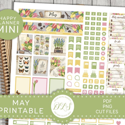 Mini Happy Planner MAY Stickers Kit Printable May Monthly - Etsy