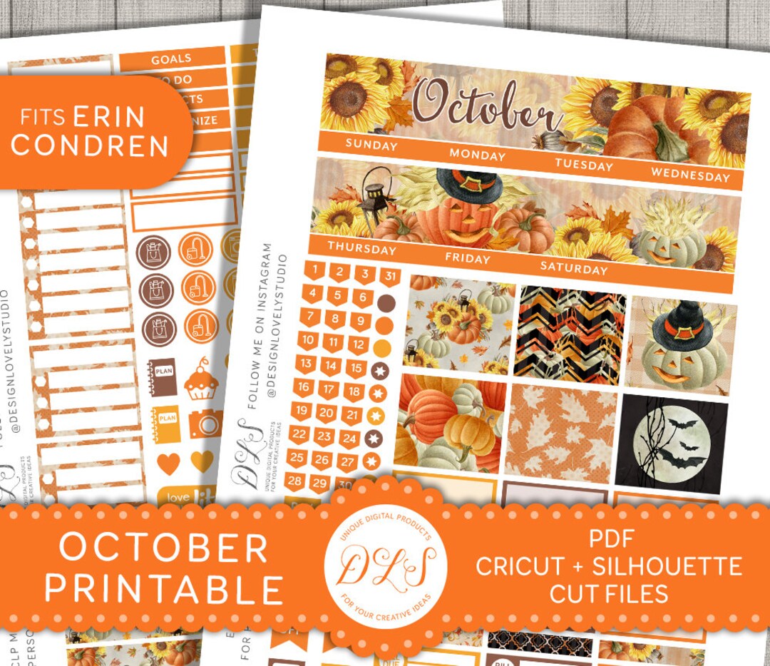 OCTOBER Monthly Kit for Erin Condren Life Planner, Printable October ...