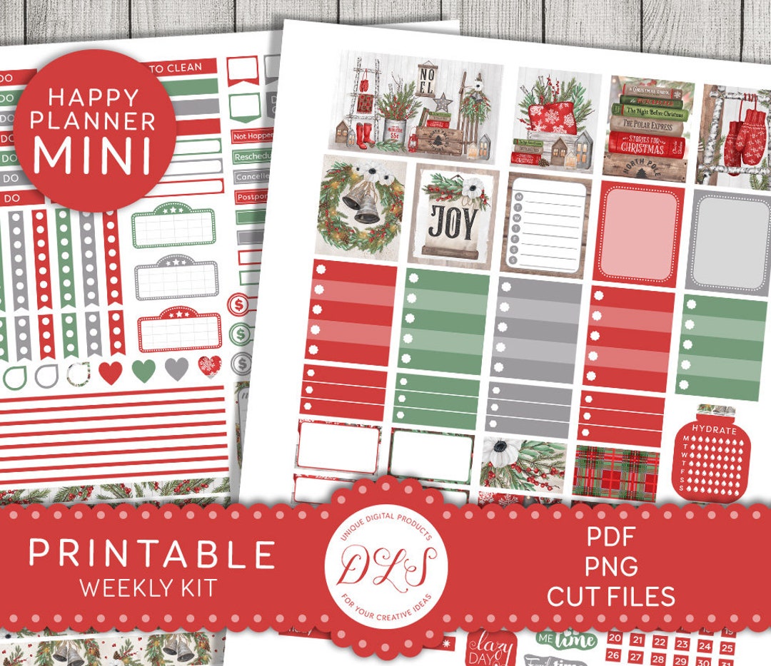 Mini Happy Planner Christmas Stickers Kit, Printable Christmas Planner ...