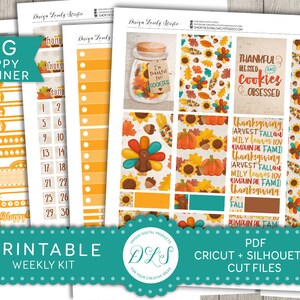 Printable Thanksgiving Planner Stickers, Big Happy Planner Stickers ...