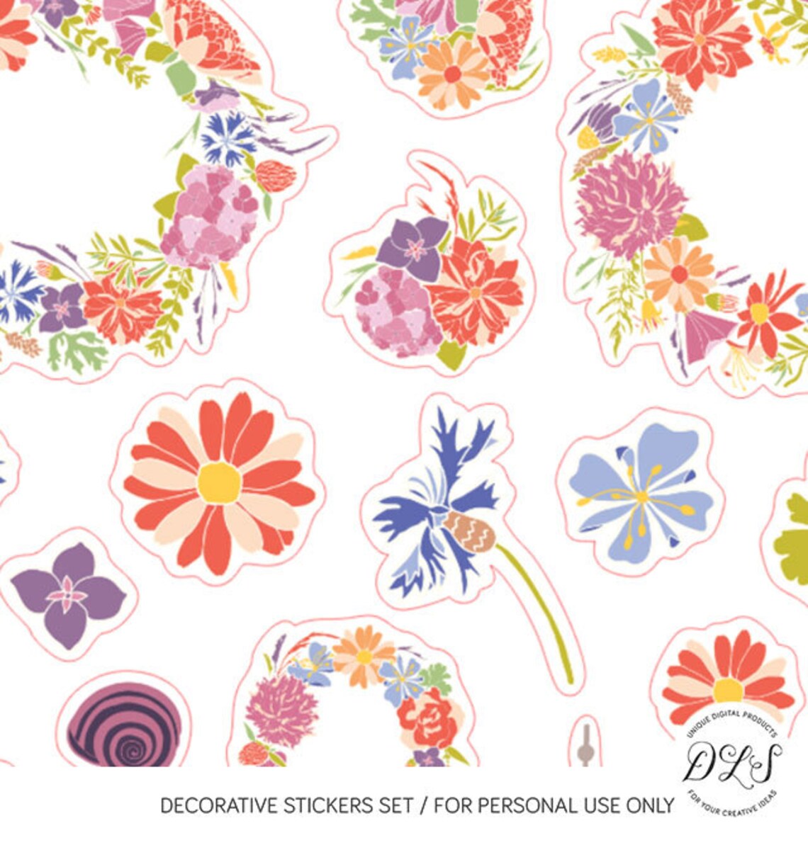 Summer Floral Sticker Set Decorative Planner Accessories - Etsy