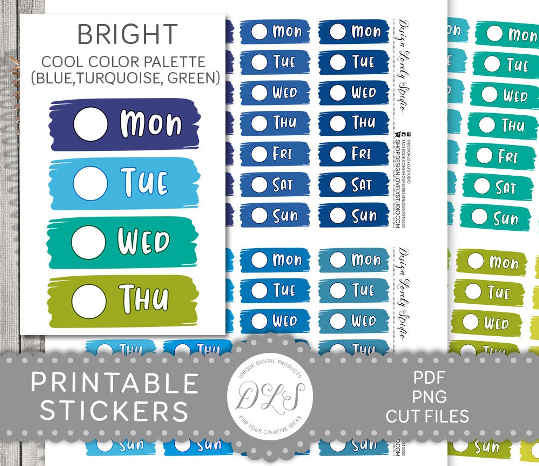 Printable DATE COVER Planner Stickers, Bright Colors Date Cover up ...