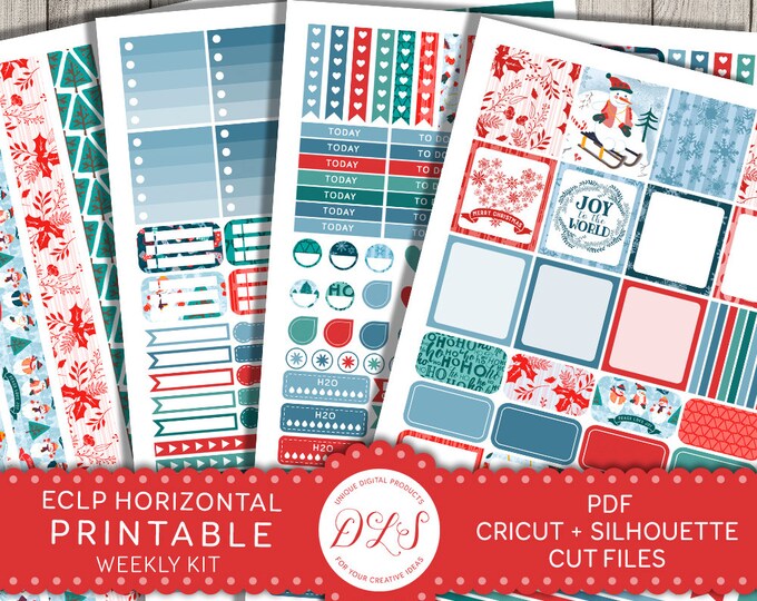 Christmas Printable Planner Stickers Horizontal Planner - Etsy