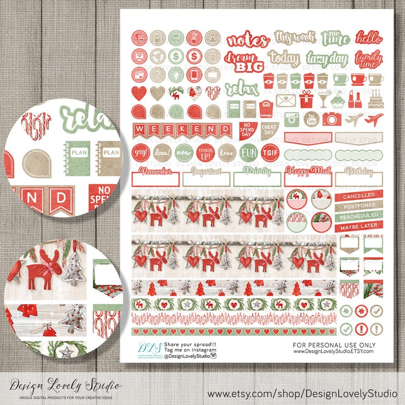 Printable CHRISTMAS Planner Stickers Kit for Erin Condren - Etsy