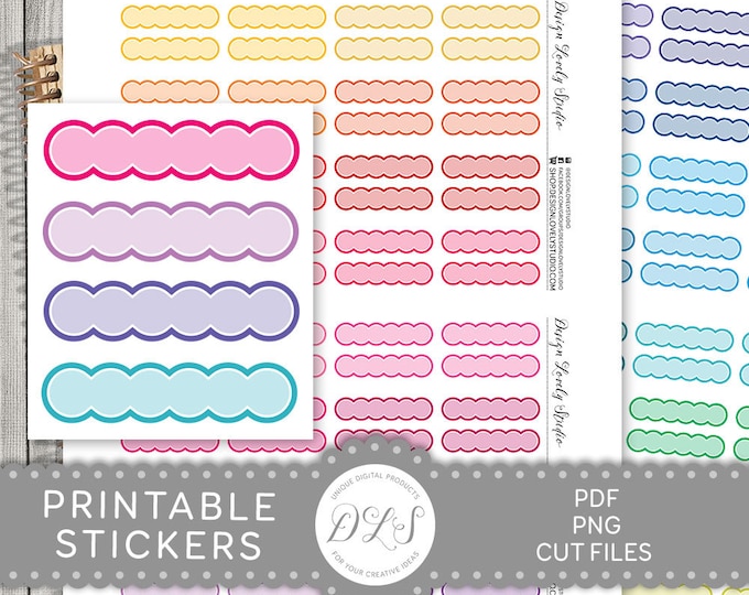Printable Scallop LABEL Stickers Multicolor Scallop Label - Etsy
