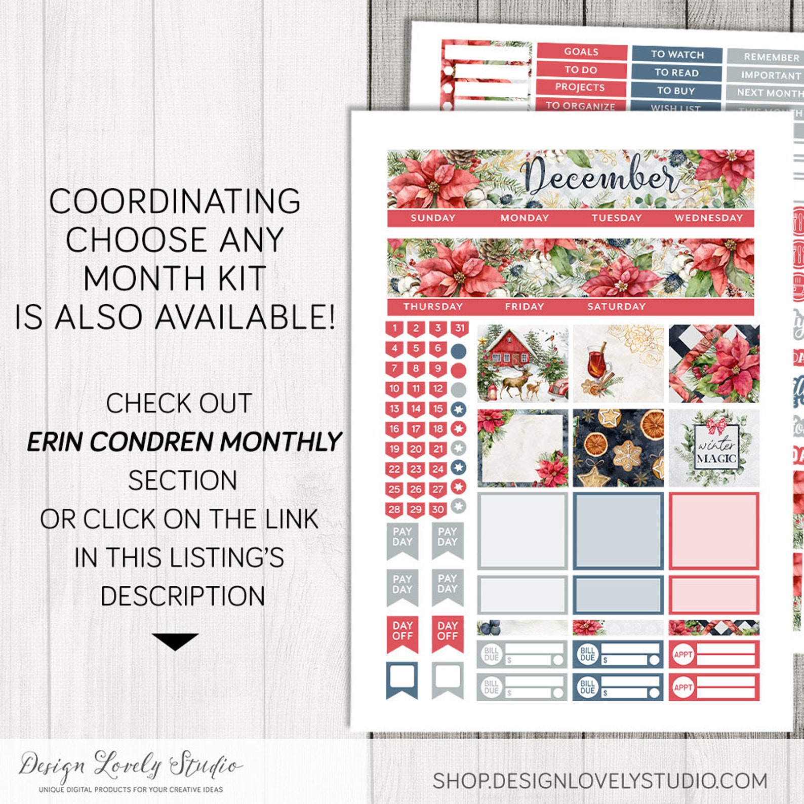 Printable DECEMBER Notes Page Stickers December Planner Kit - Etsy