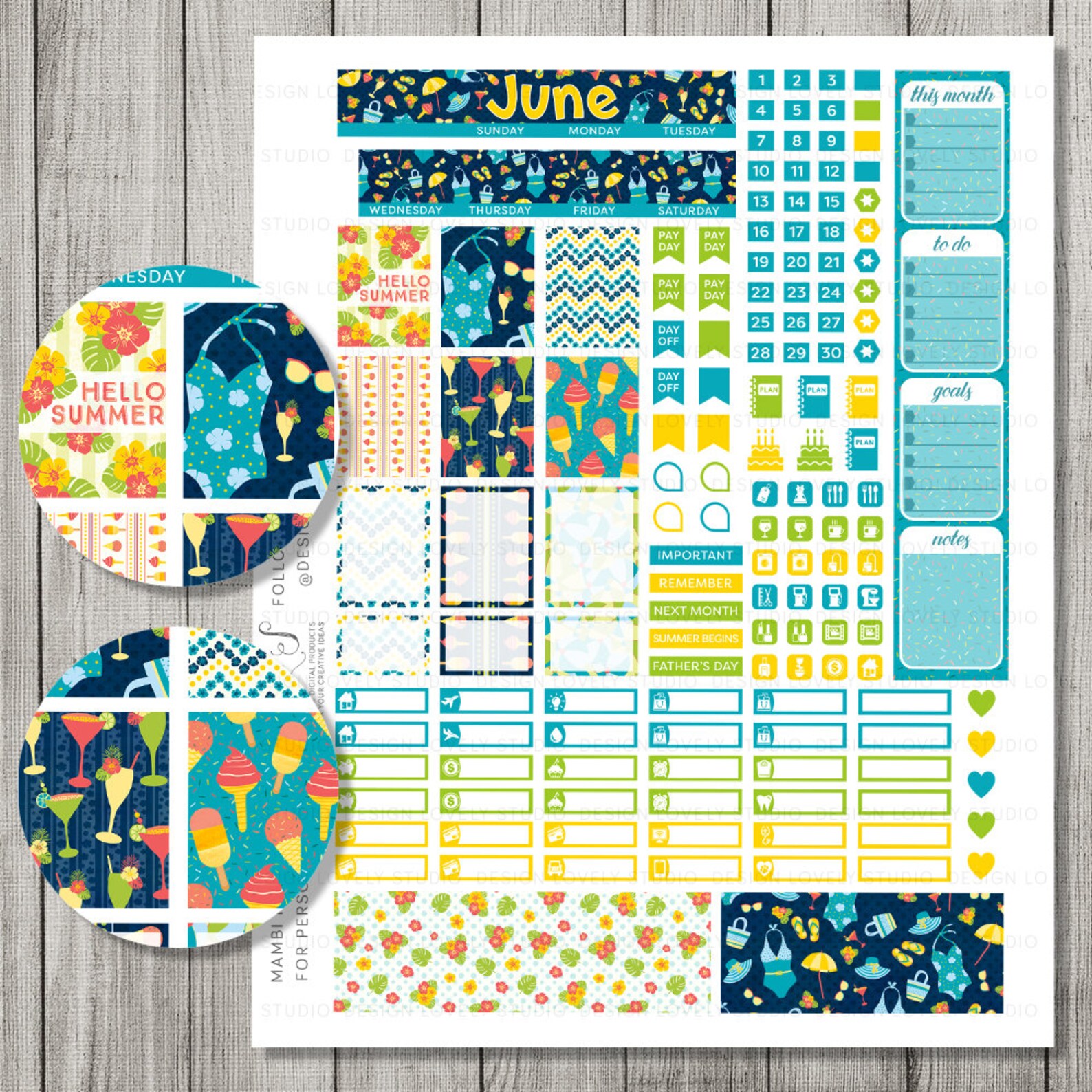 June Mini Happy Planner Mambi June Stickers June Planner - Etsy