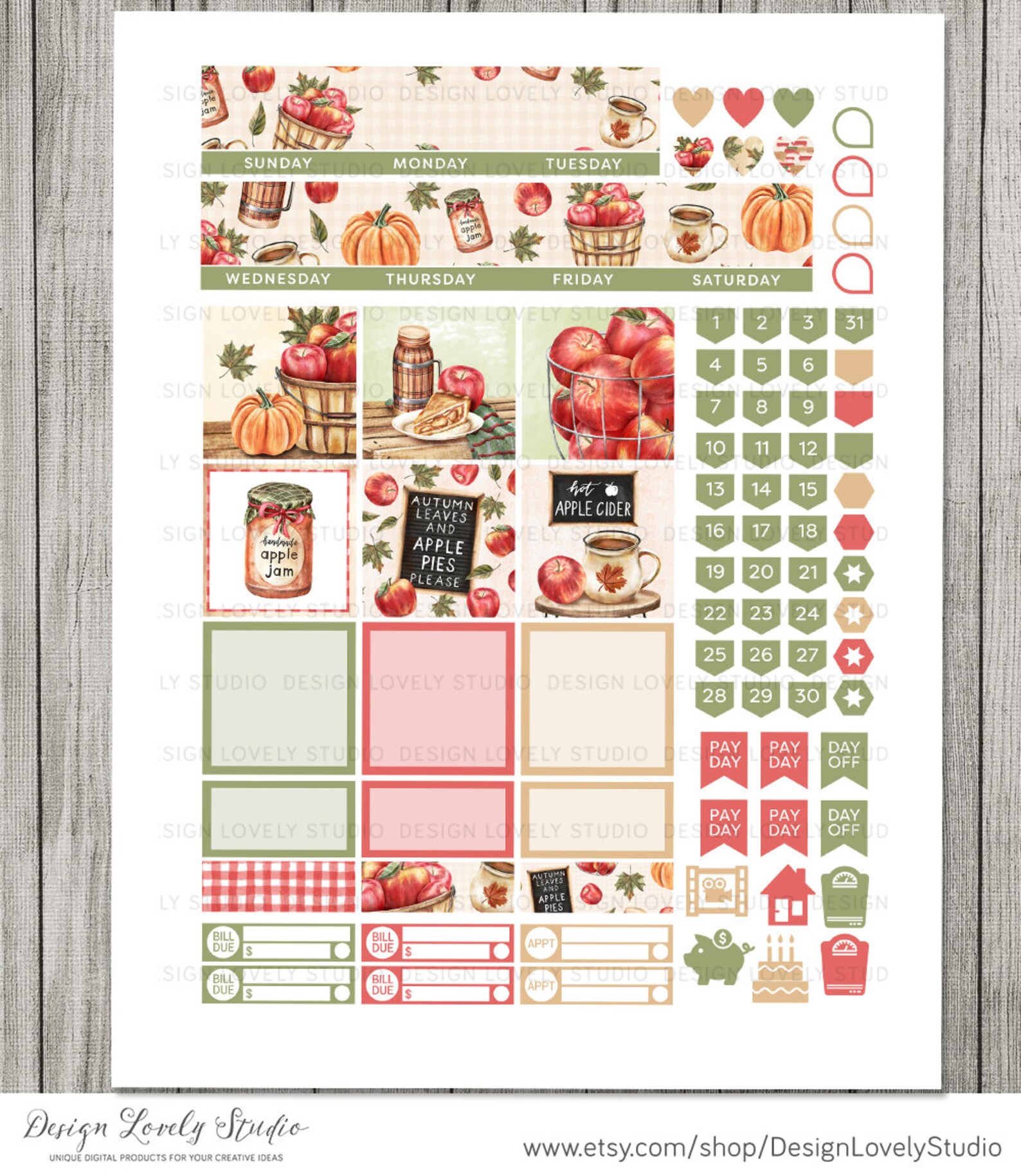 PRINTABLE Fall Planner Stickers Happy Planner Monthly Kit | Etsy