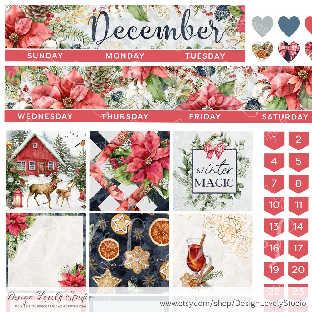 DECEMBER Printable Planner Stickers Happy Planner Stickers - Etsy