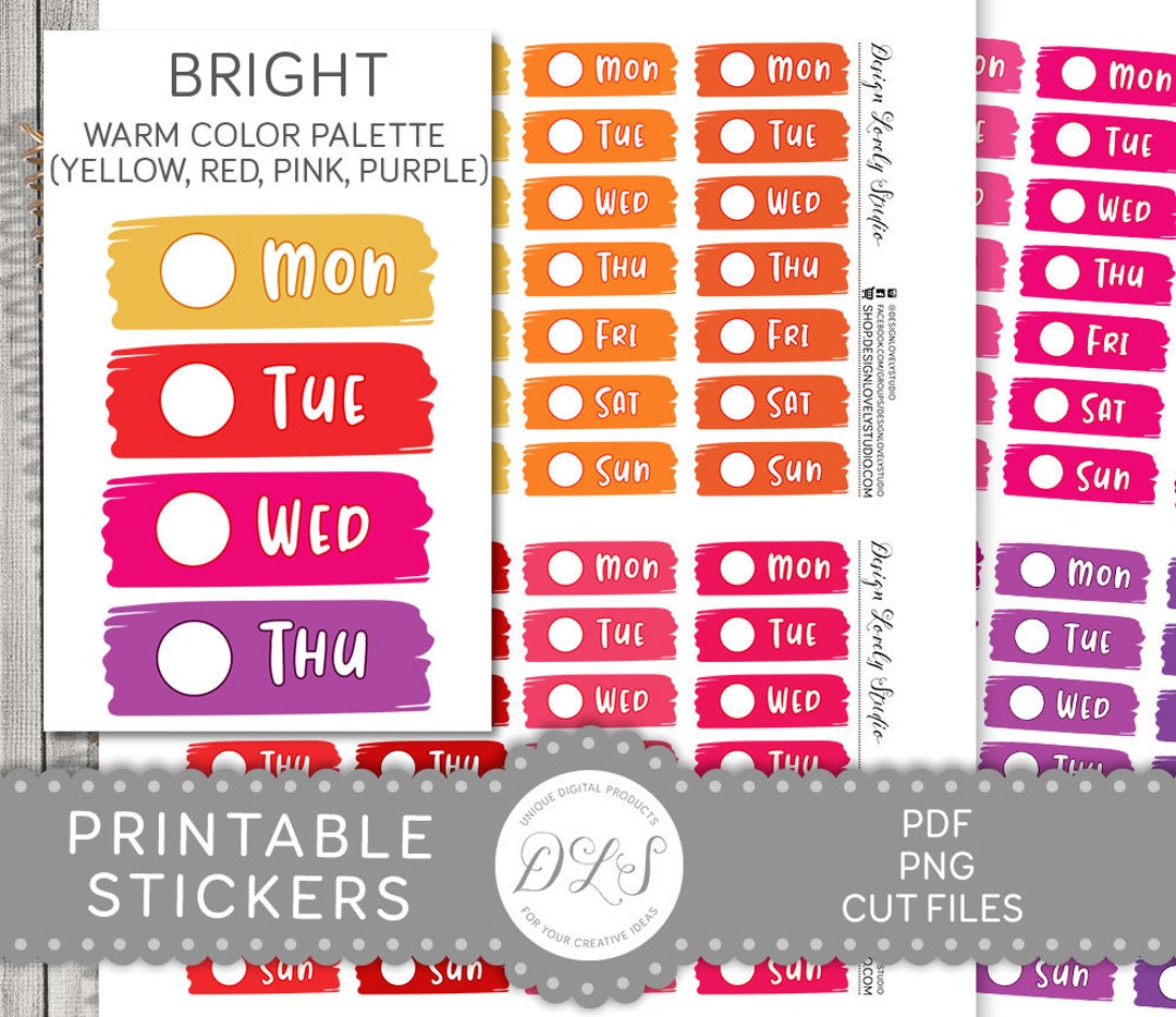 DATE COVERS Planner Stickers, Printable Date Covers, Weekdays Planner ...
