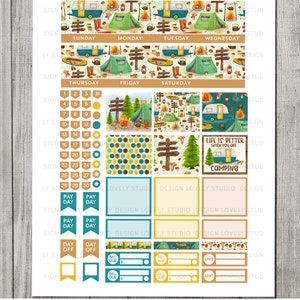 Camping Monthly Planner Stickers, Printable Camping Monthly Kit, for ...