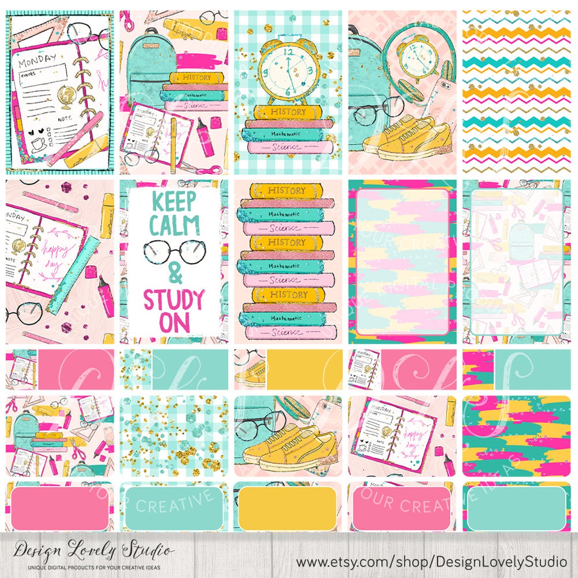 Printable BACK TO SCHOOL Planner Stickers, Happy Planner Back to School ...