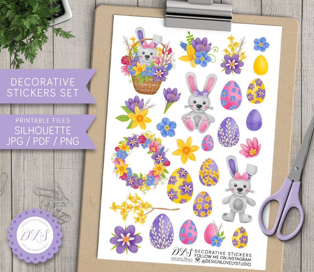 Easter Decorative Stickers, Easter Planner Stickers, Easter Bunny ...