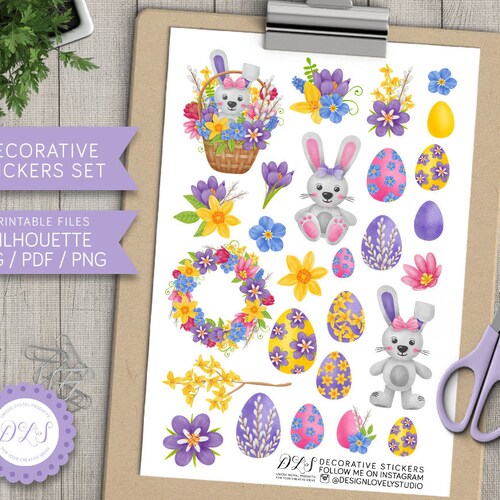 Printable EASTER Planner Stickers Bunny Planner Stickers - Etsy