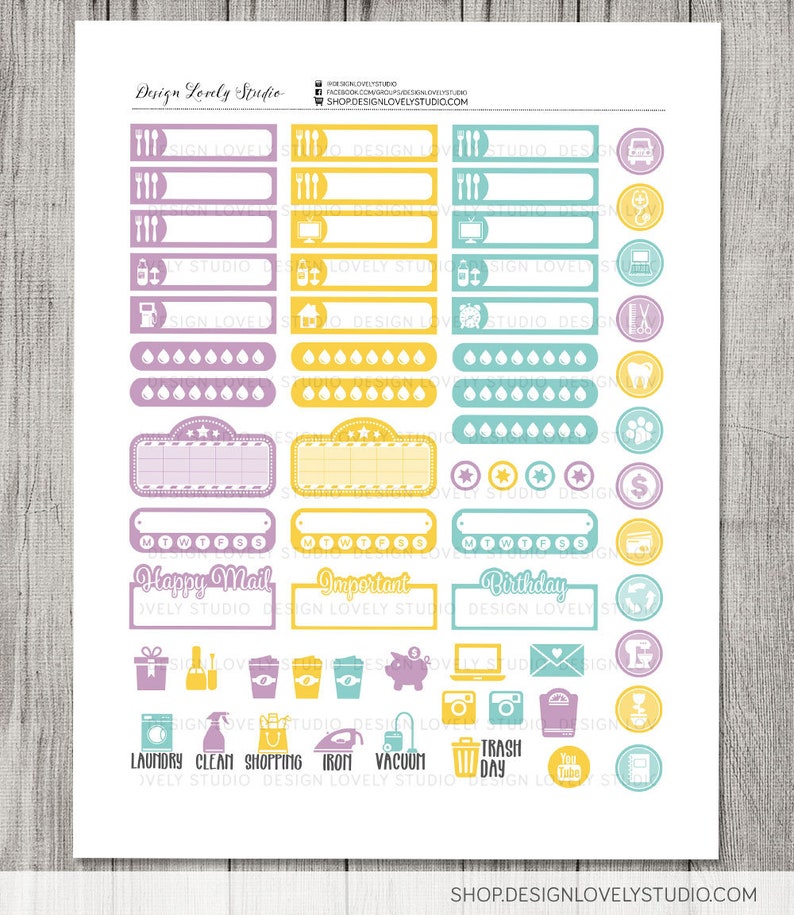 PRINTABLE Big Happy Planner Stickers Kit, Weekly Planner Printable ...