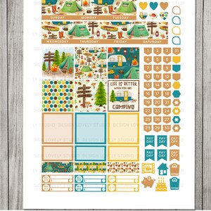 Printable Camping Planner Stickers, Printable HAPPY PLANNER Monthly Kit ...
