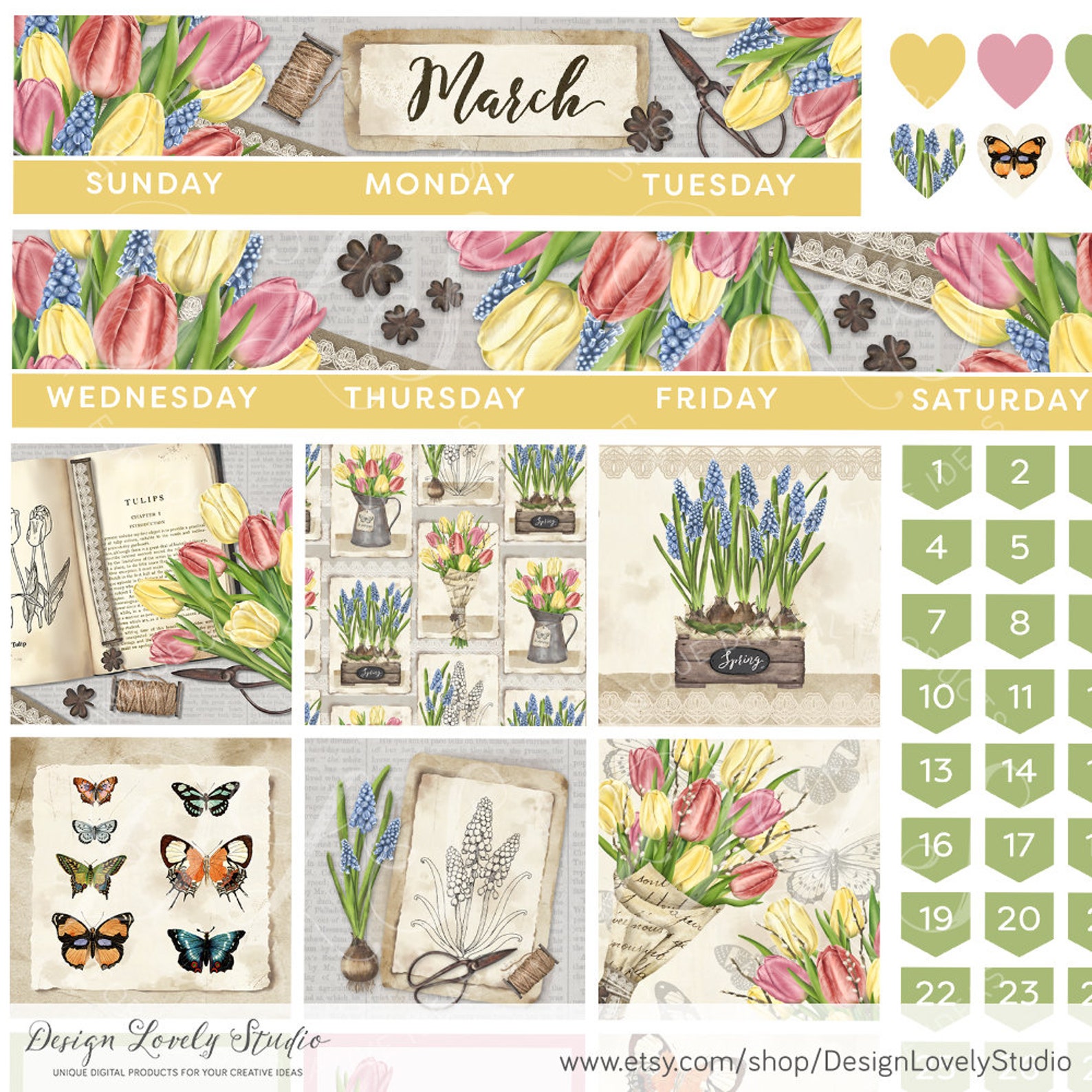Big Happy Planner March Stickers Kit March Monthly Printable - Etsy
