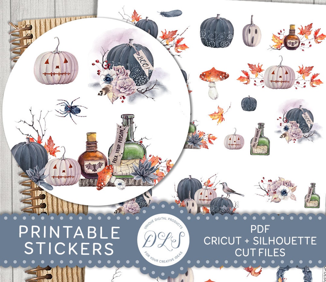 Printable Halloween Planner Stickers, Halloween Scrapbook Stickers ...