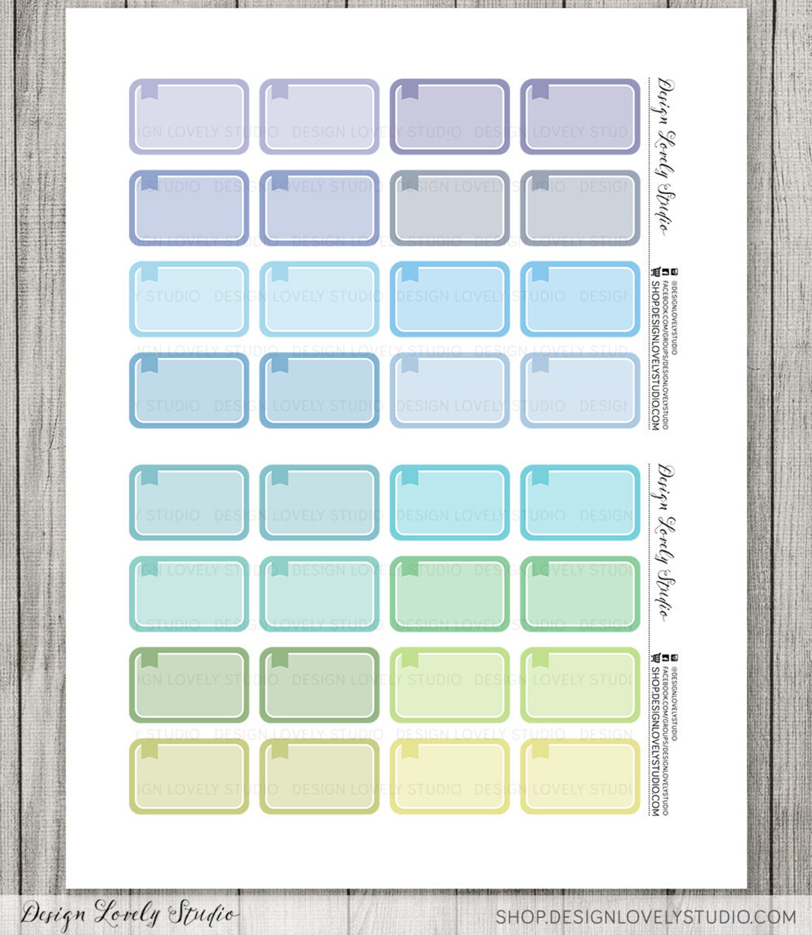 Printable Half Box Stickers Multicolor Half Box Planner - Etsy
