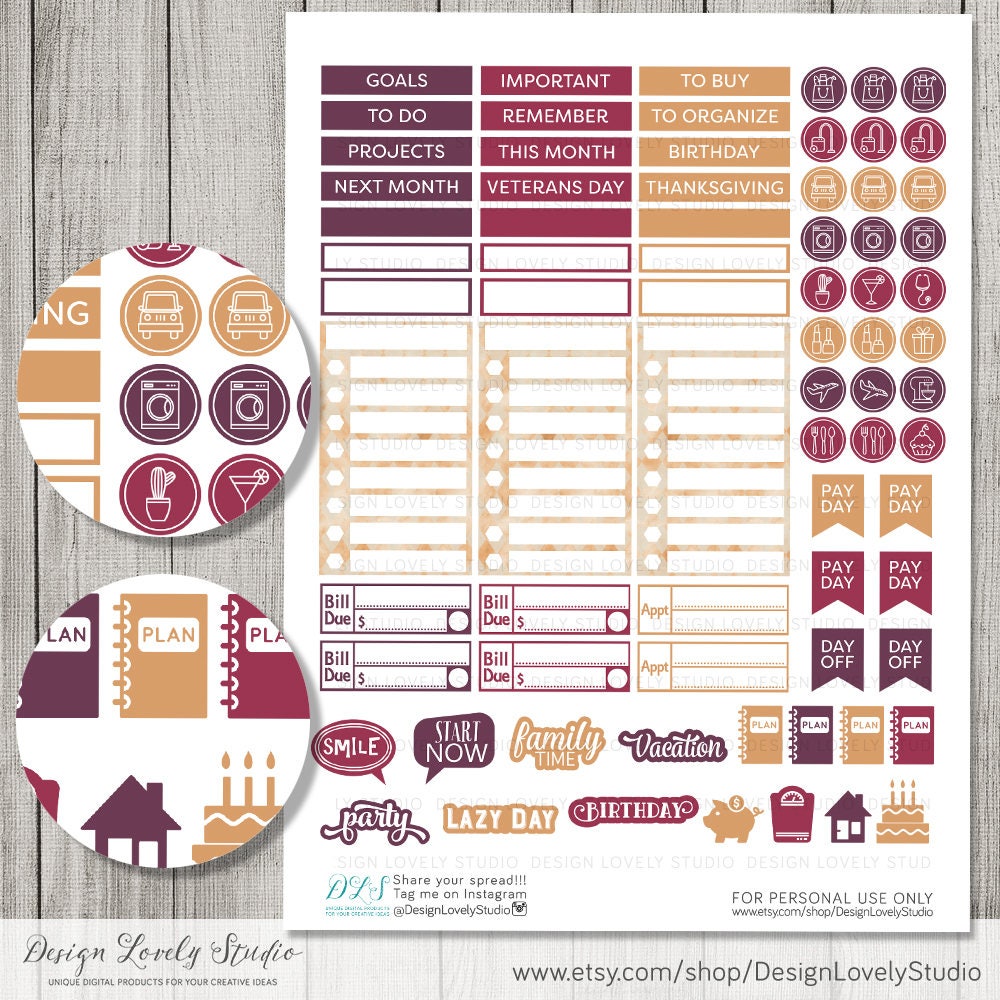 November Big Happy Planner Kit, November Printable Monthly Kit, Big ...