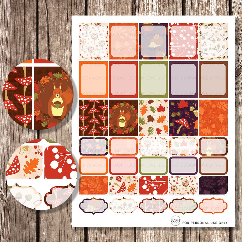 Printable Fall Stickers Kit Fits EC Planners Weekly Planner - Etsy