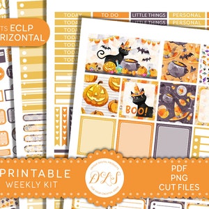 Printable HALLOWEEN Planner Stickers Kit, October Weekly Planner Kit ...
