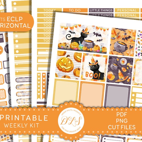 Printable HALLOWEEN Planner Stickers Kit Fall Planner - Etsy